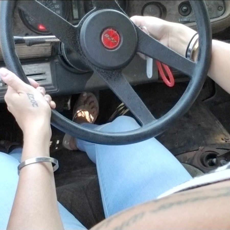 Jane Driving the Z28 Flip Flops & Barefoot Over Left Shoulder Shot ...